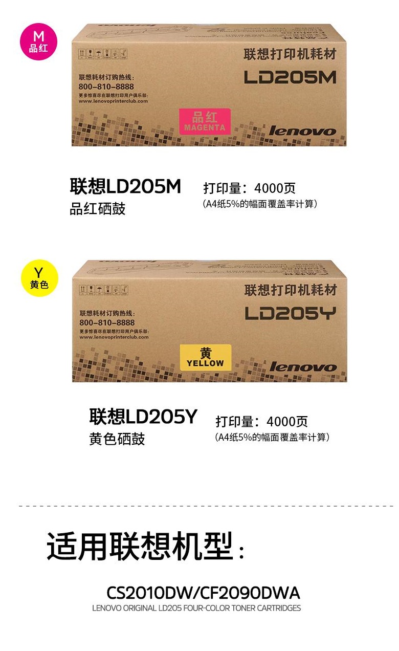 联想/LENOVO LD205M 品红色 硒鼓 LD205 适用CS2010DW CF2090DWA LD205M 品红色 硒鼓 打印量约 ...