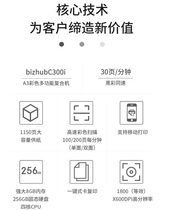 彩色激光复印机 柯尼卡美能达/KONICAMINOLTA bizhub C300i 彩色 双纸盒 - 兆纬商城